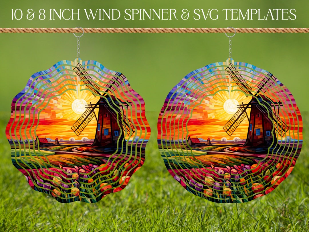 Windmill Wind Spinner Stained Glass Sublimation Design Template, Wind ...