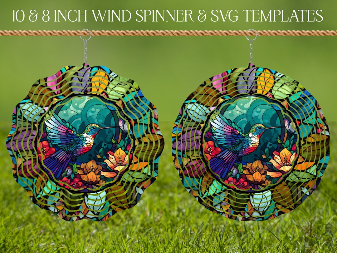 Hummingbird Wind Spinner Stained Glass Sublimation Design Template ...