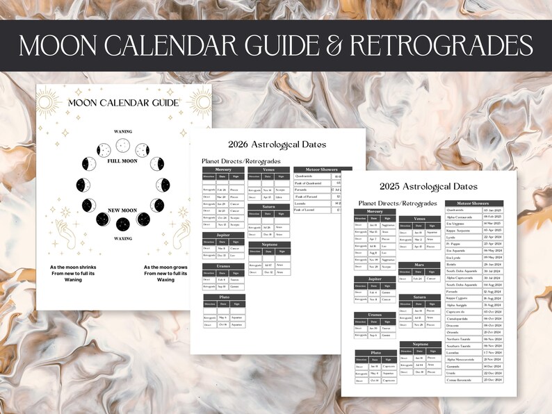 Editable Moon Astrology Planner in Canva, Template Pack, 2025 2026 Moon ...
