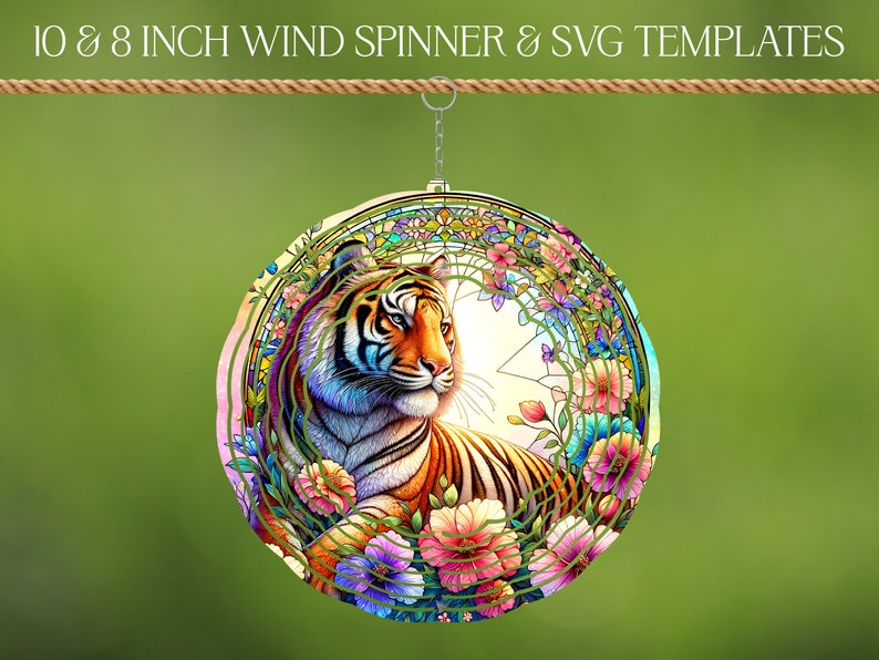 Tiger Wind Spinner Stained Glass Sublimation Design Template, Wind ...