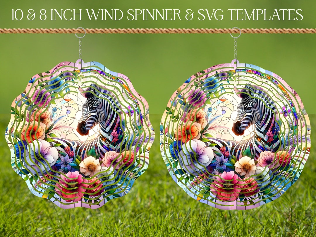 Zebra Wind Spinner Stained Glass Sublimation Design Template, Wind ...