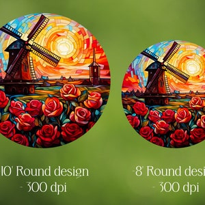 Windmill Wind Spinner Stained Glass Sublimation Design Template, Wind ...