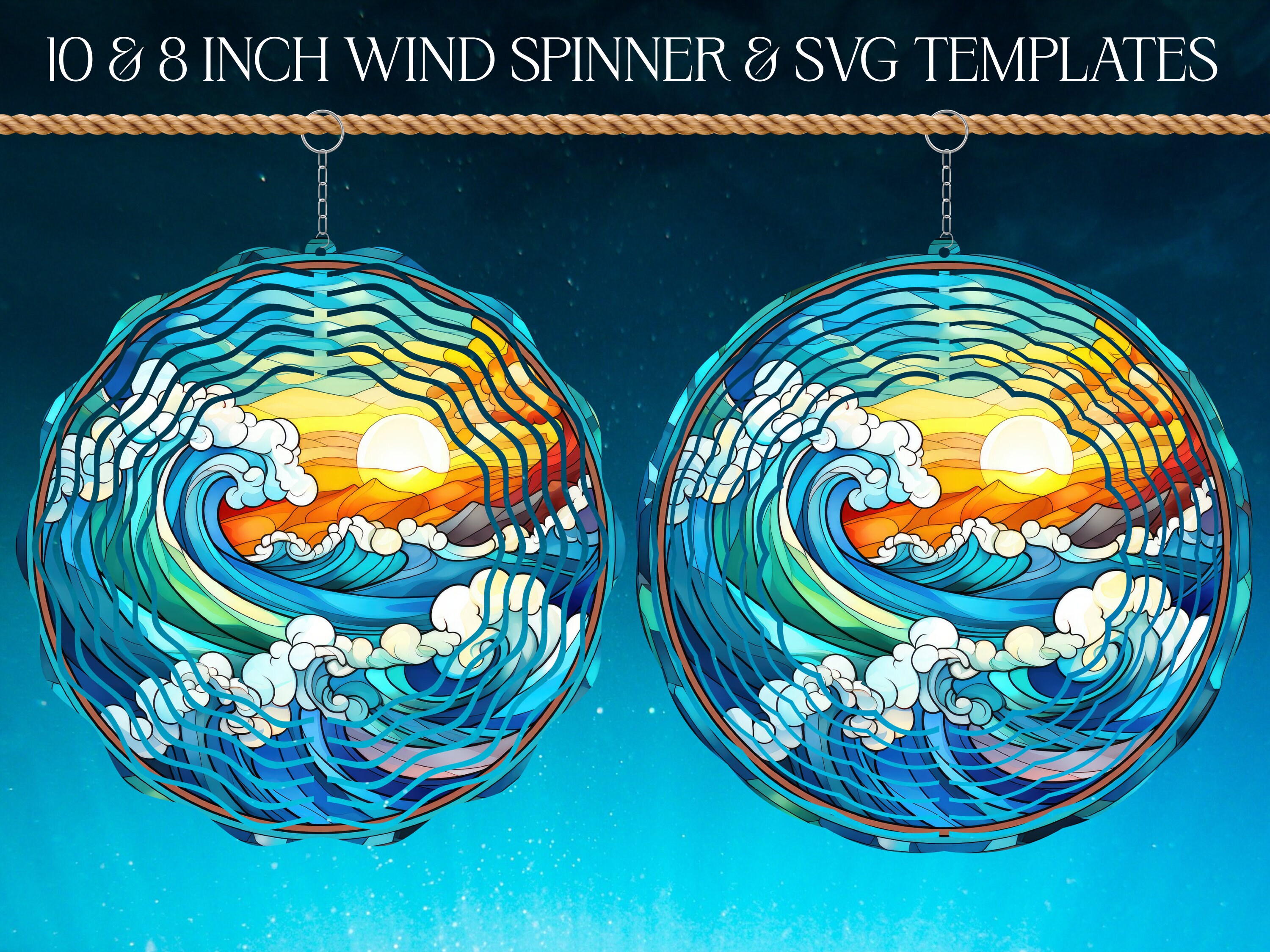 Ocean Wind Spinner Stained Glass Sublimation Design Template, Wind ...