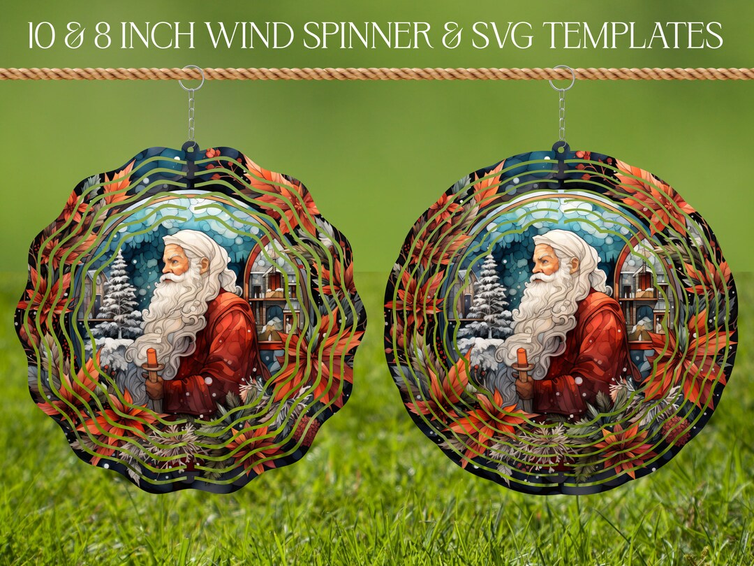 Santa Wind Spinner Stained Glass Sublimation Design Template Wind ...