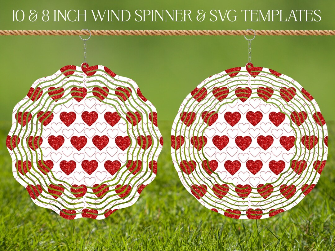 Hearts Wind Spinner Stained Glass Sublimation Design Template, Wind ...