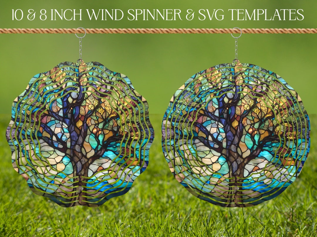 Tree Wind Spinner Stained Glass Sublimation Design Template, Wind ...