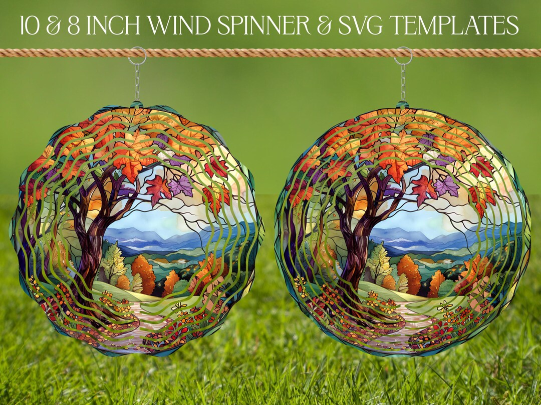 Fall Wind Spinner Stained Glass Sublimation Design Template Autumn ...