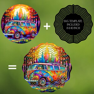 Vintage Van Wind Spinner Stained Glass Sublimation Design Template ...