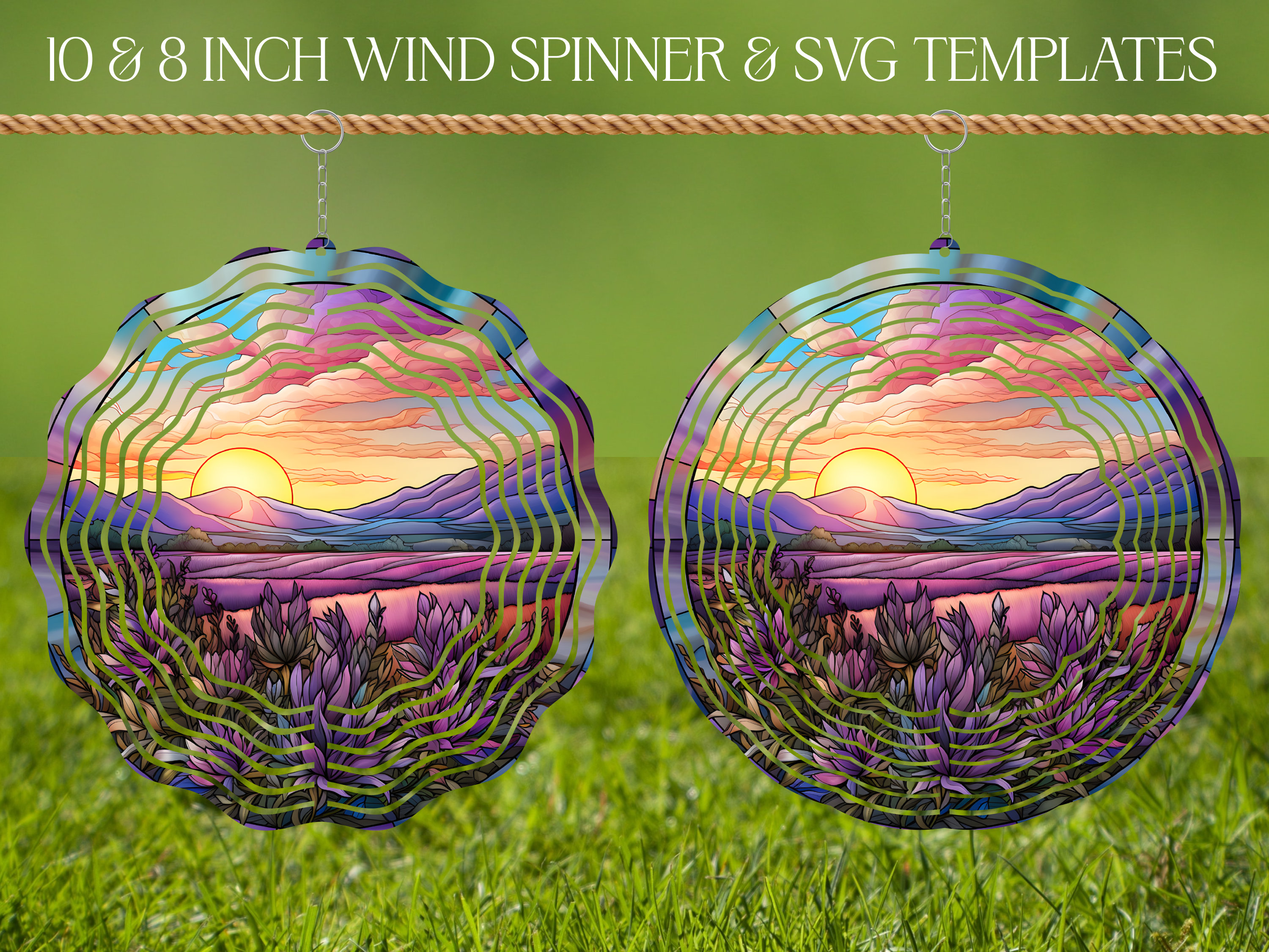 Flowers Wind Spinner Stained Glass Sublimation Design Template, Wind ...