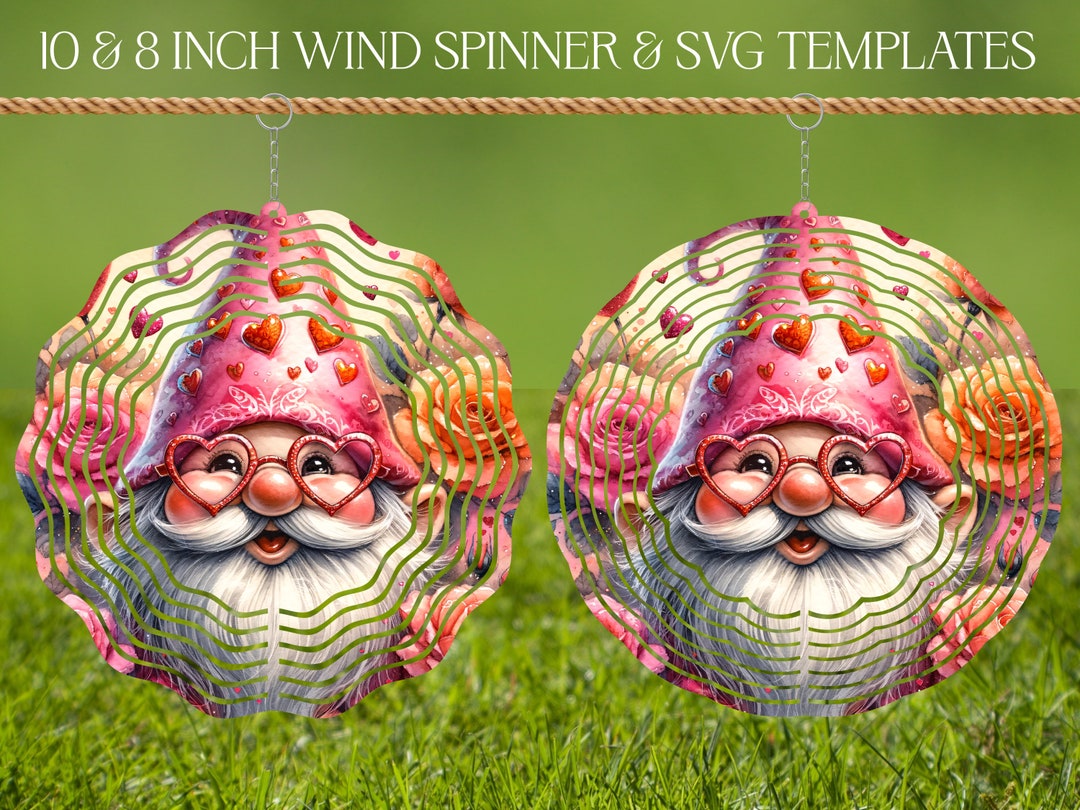 Gnome Wind Flowers Spinner Sublimation Design Template, Wind Spinner ...