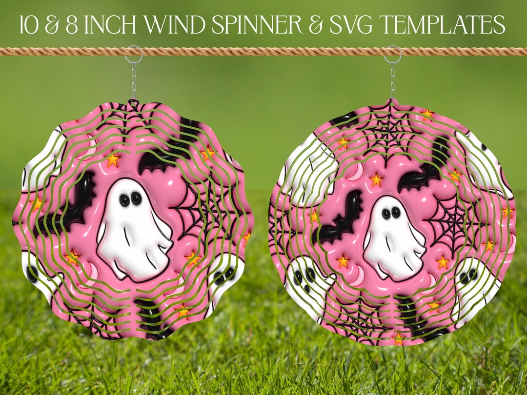 Ghost Wind Spinner Inflated Sublimation Design Template Png, Wind Spinner SVG 10 and 8 Inch ...