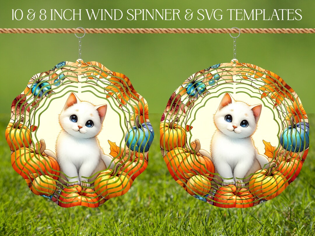 Cat Wind Spinner Stained Glass Sublimation Design Template, Spinner SVG ...