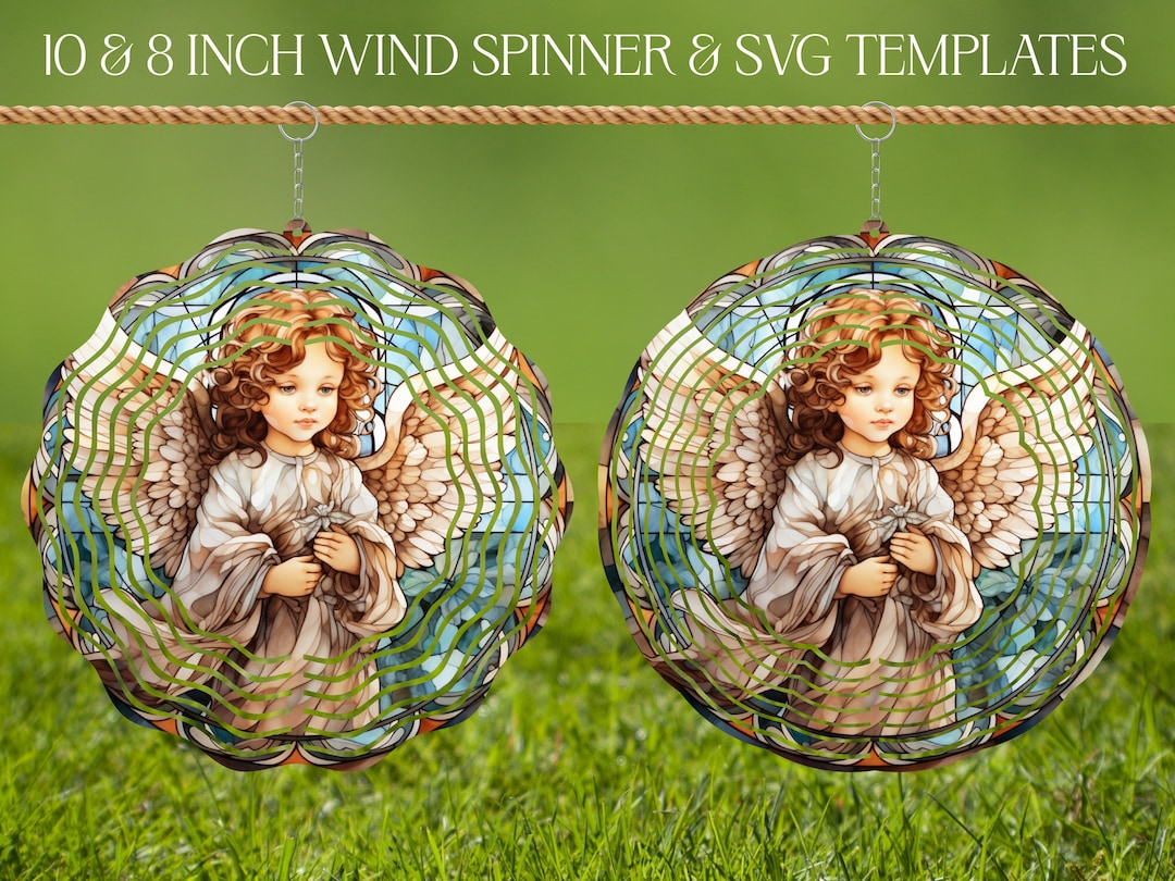 Angel Wind Spinner Stained Glass Sublimation Design Template, Wind ...