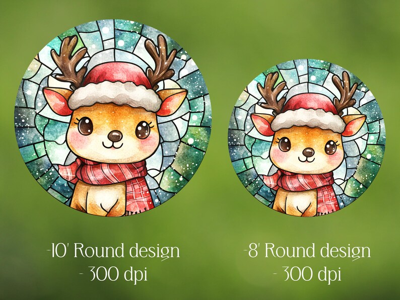 Cute Reindeer Wind Spinner Stained Glass Sublimation Design Template ...