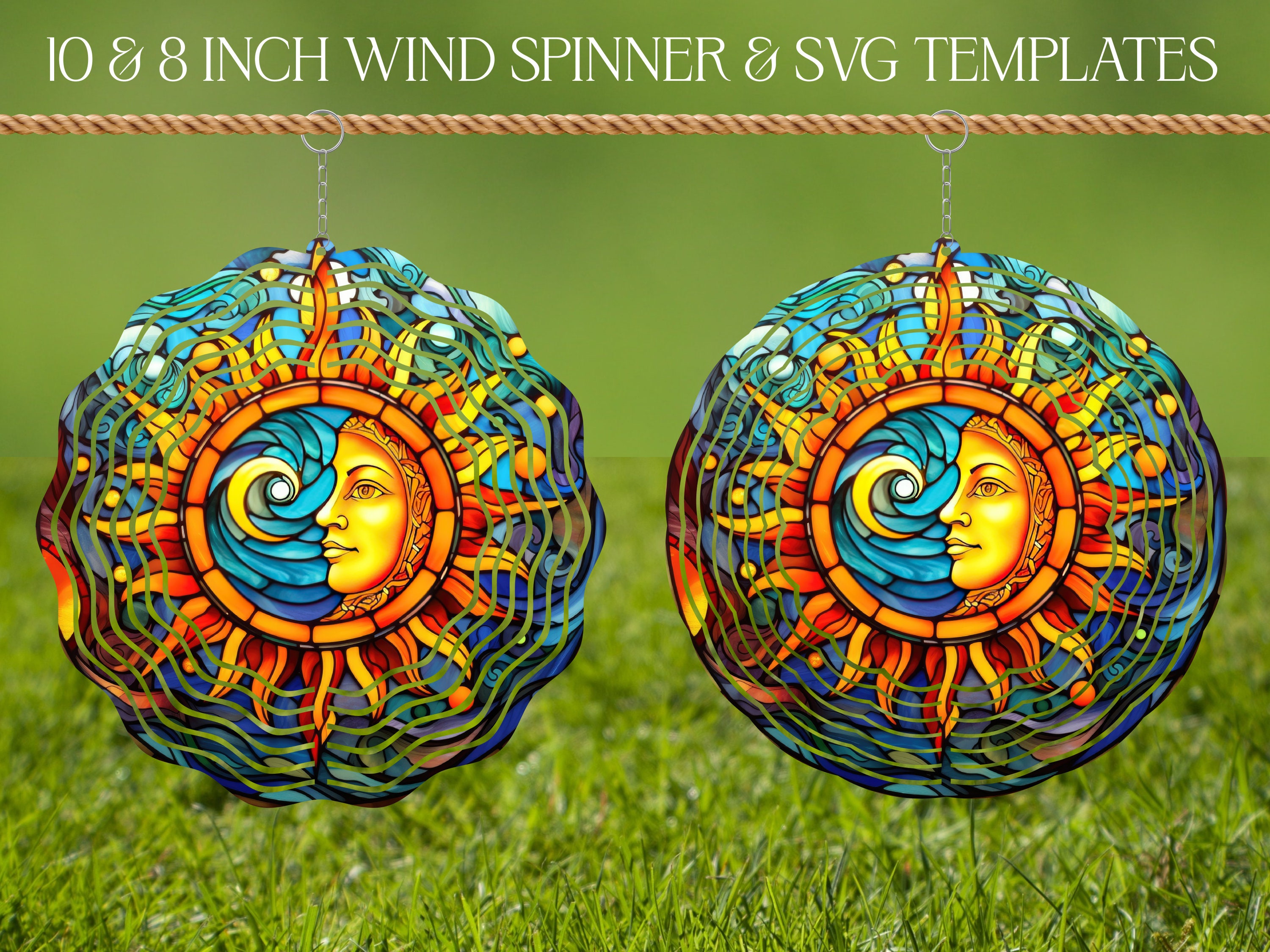 Sun and Moon Wind Spinner Stained Glass Sublimation Design Template ...