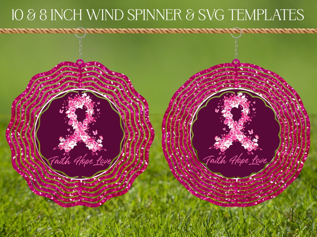 Breast Cancer Ribbon Wind Spinner Sublimation Design Template, Wind ...
