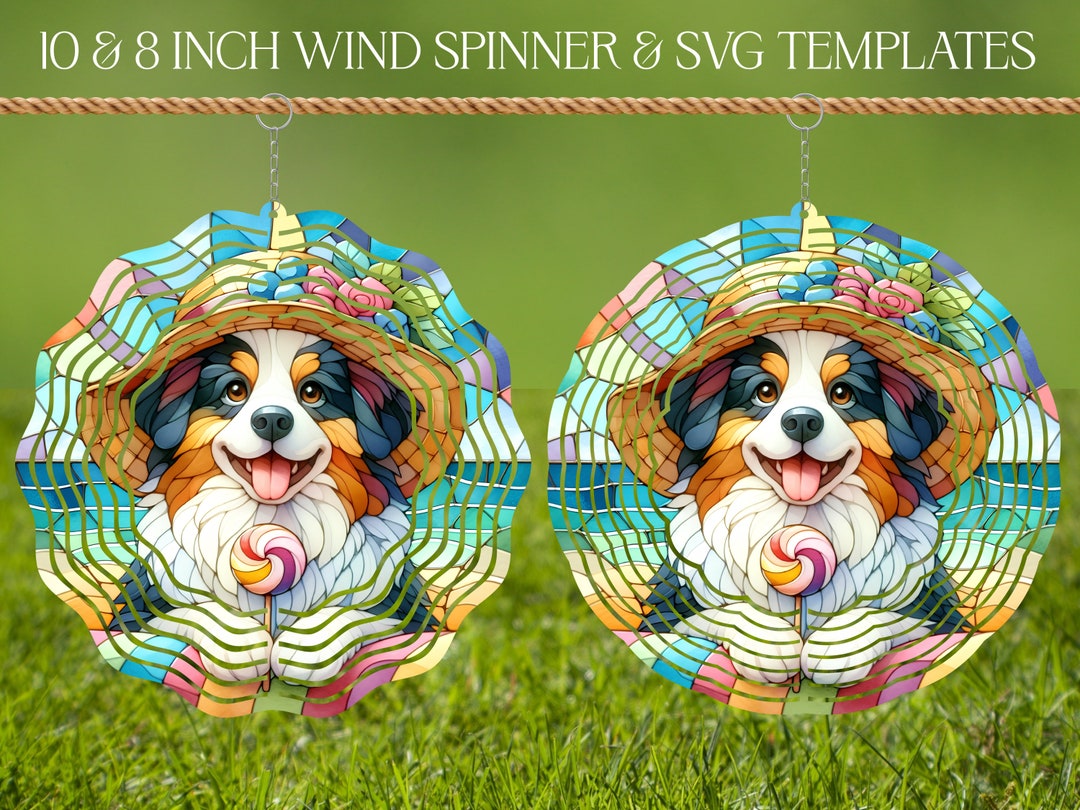 Puppy Wind Spinner Stained Glass Sublimation Design Template, Wind ...