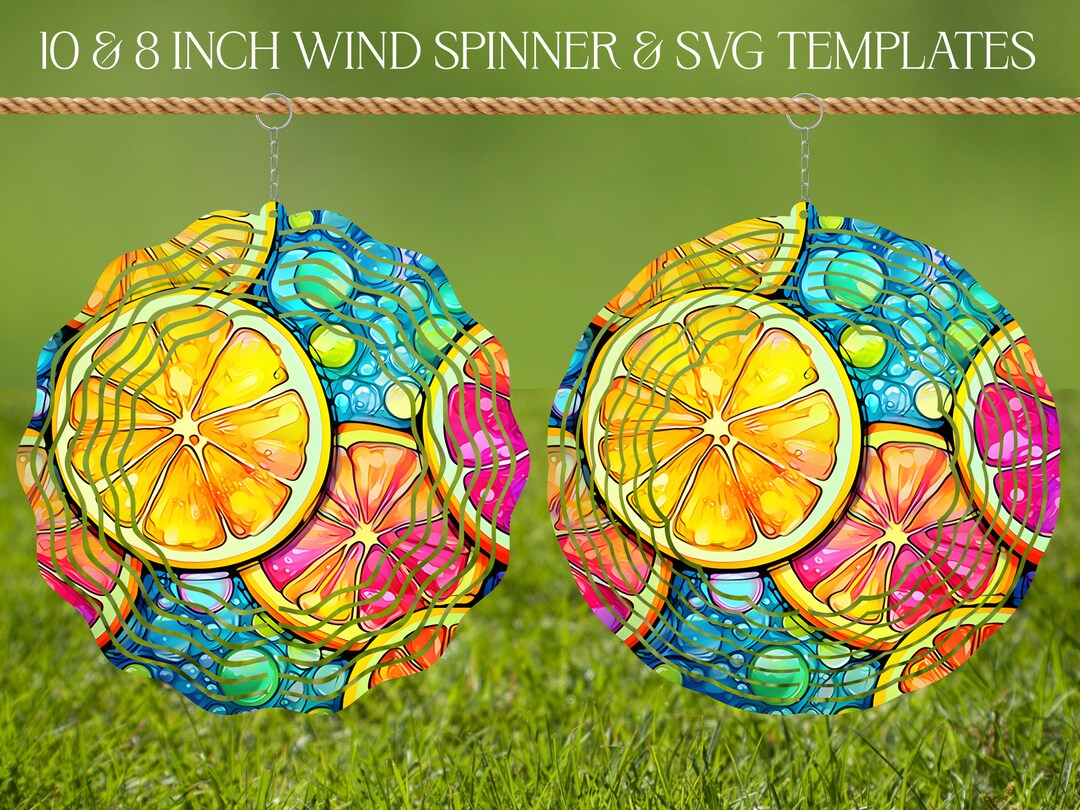 Citrus Wind Spinner Stained Glass Sublimation Design Template, Spinner ...