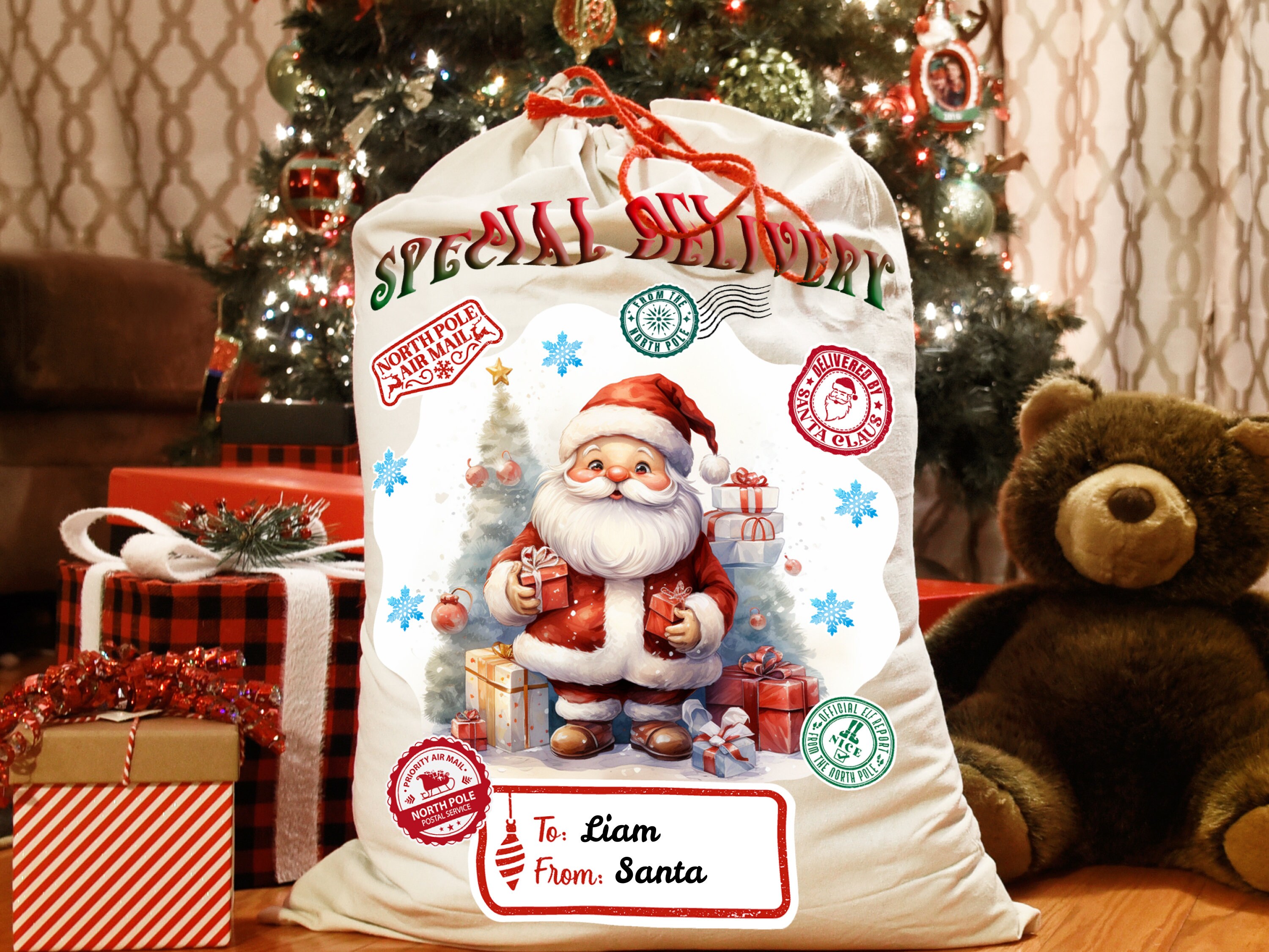 Santa Sack Sublimation Design PNG Christmas Gift Bag PNG File - Etsy