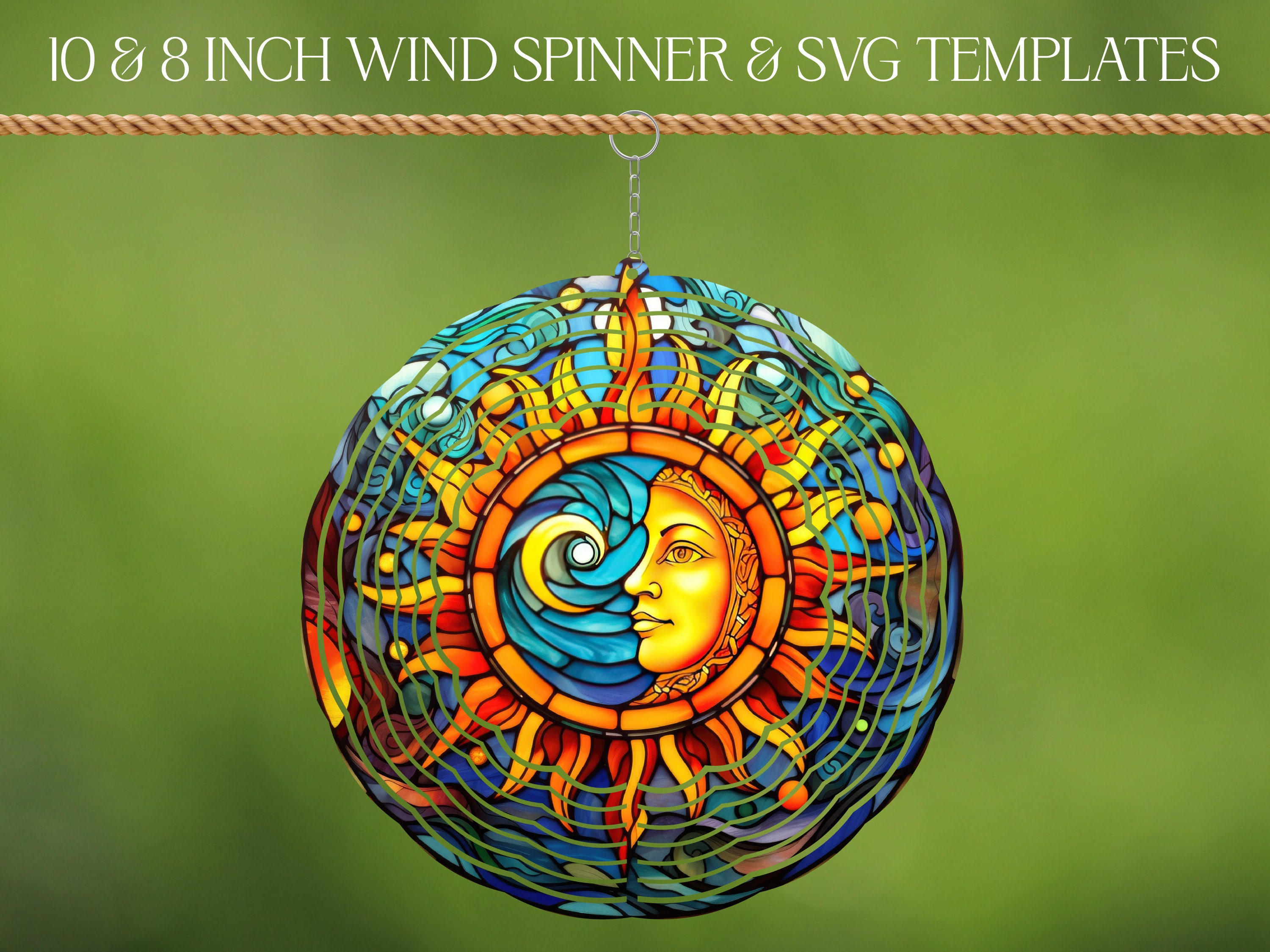 Sun and Moon Wind Spinner Stained Glass Sublimation Design Template ...