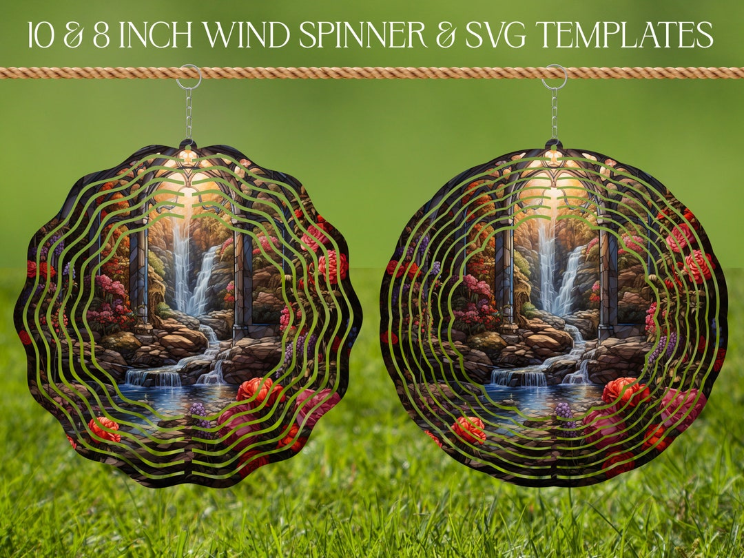 Waterfall Wind Spinner Stained Glass PNG Sublimation Design Template ...
