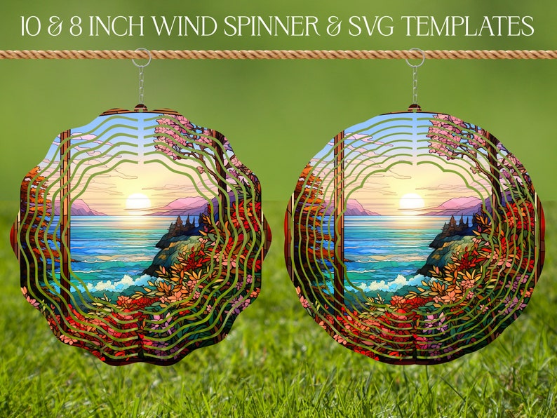 Beach Wind Spinner Stained Glass PNG Sublimation Design Template, Wind ...