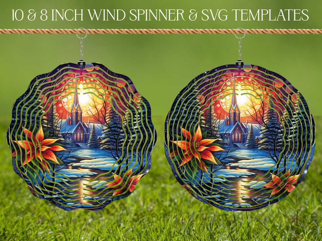 Wind Spinner Stained Glass Sublimation Design Template, Wind Spinner ...