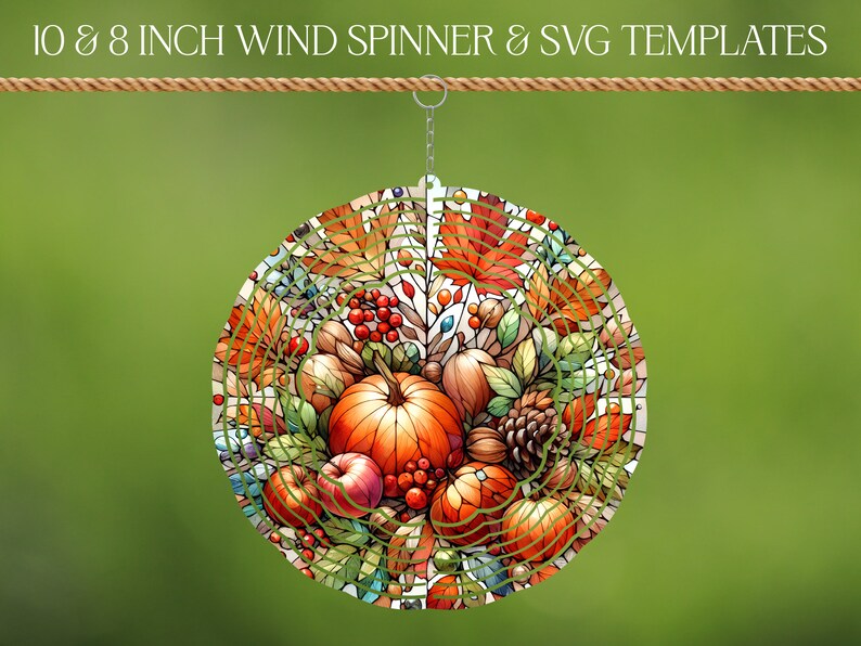 Pumpkin Wind Spinner Stained Glass Sublimation Design Template, Wind ...