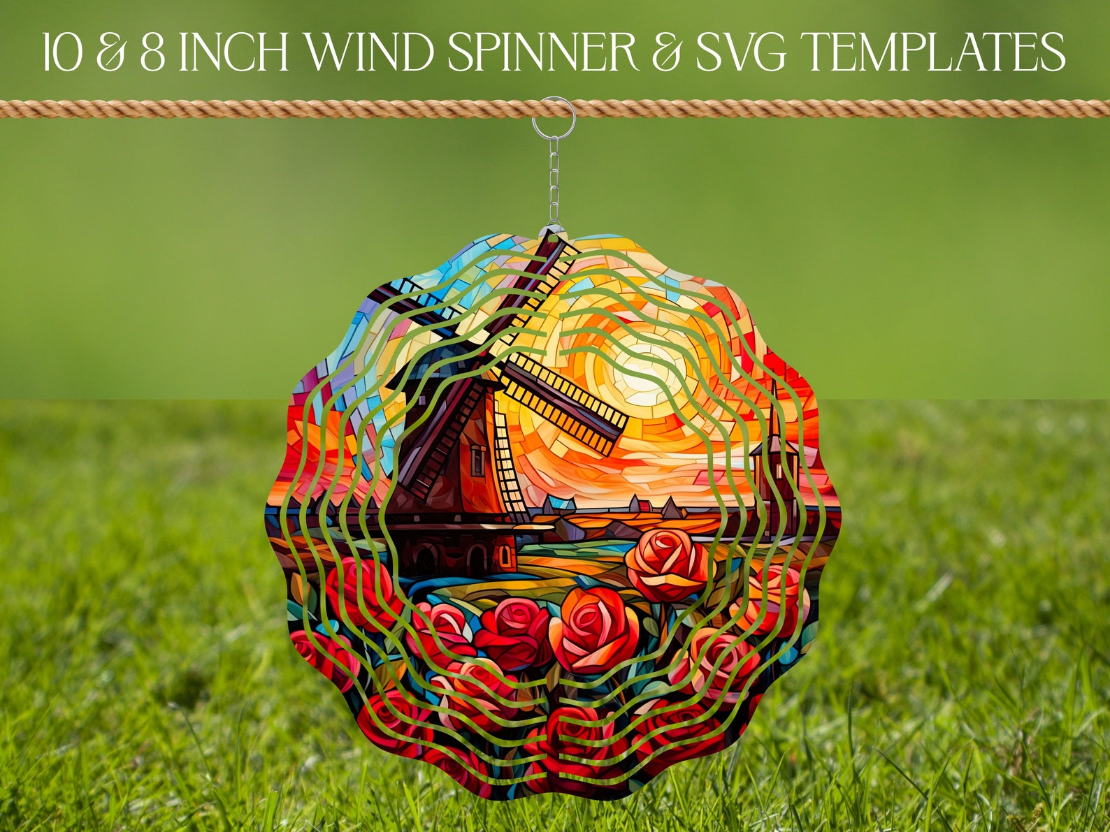 Windmill Wind Spinner Stained Glass Sublimation Design Template, Wind ...