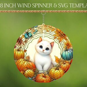 Cat Wind Spinner Stained Glass Sublimation Design Template, Spinner SVG ...