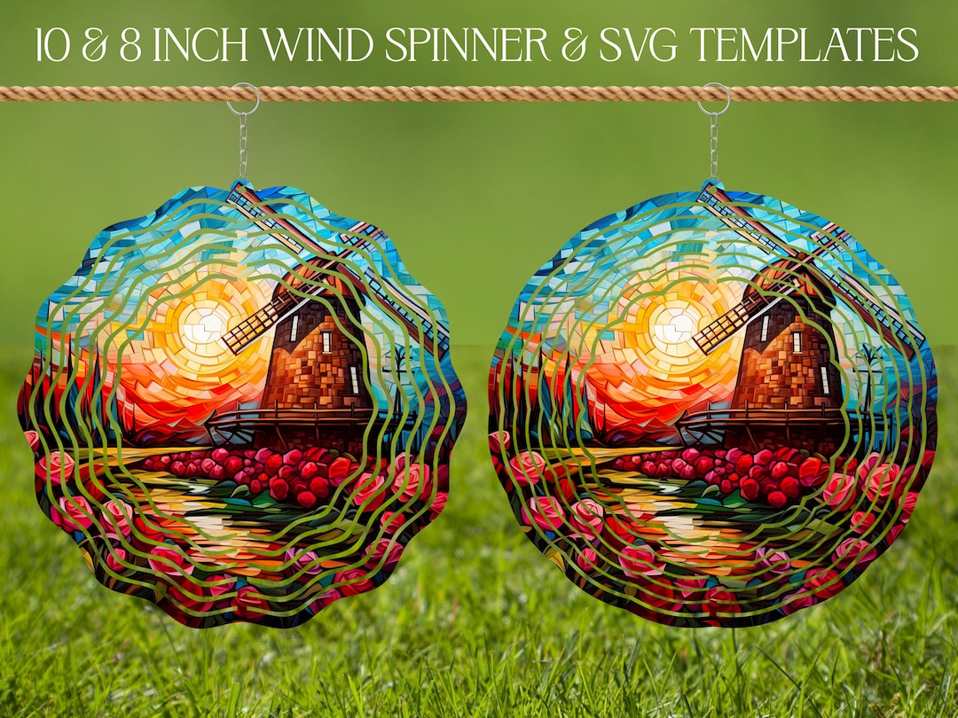 Windmill Wind Spinner Stained Glass Sublimation Design Template, Wind ...