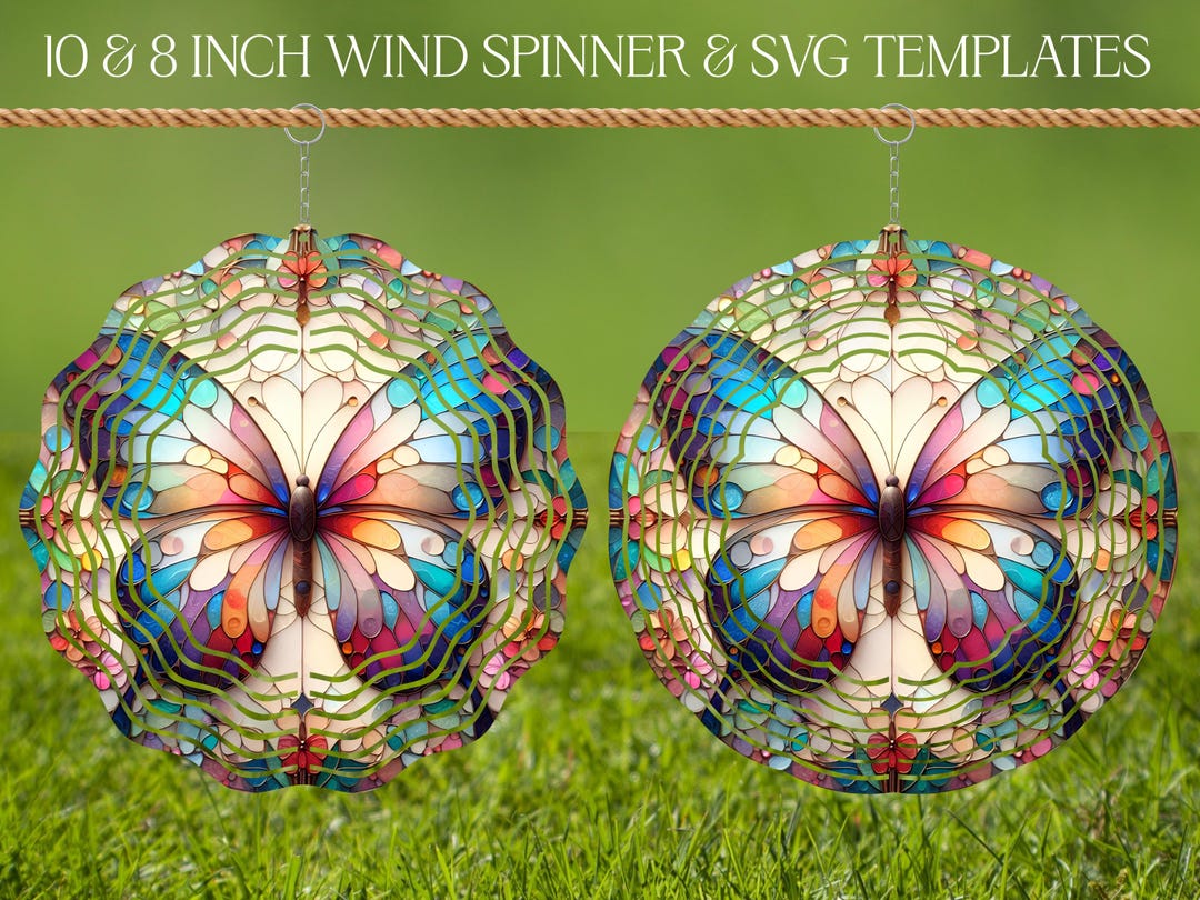 Butterfly Wind Spinner Stained Glass Sublimation Design Template, Wind ...