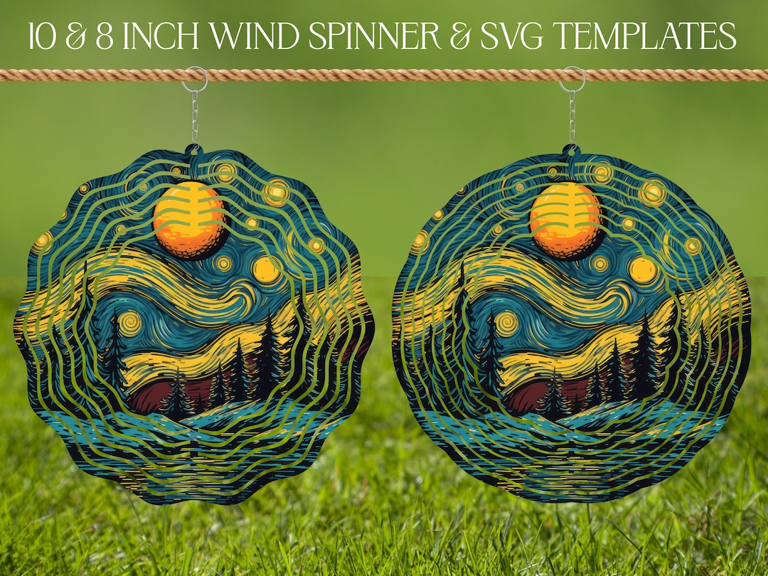 Starry Night Wind Spinner Sublimation Design Template, Wind Spinner SVG ...