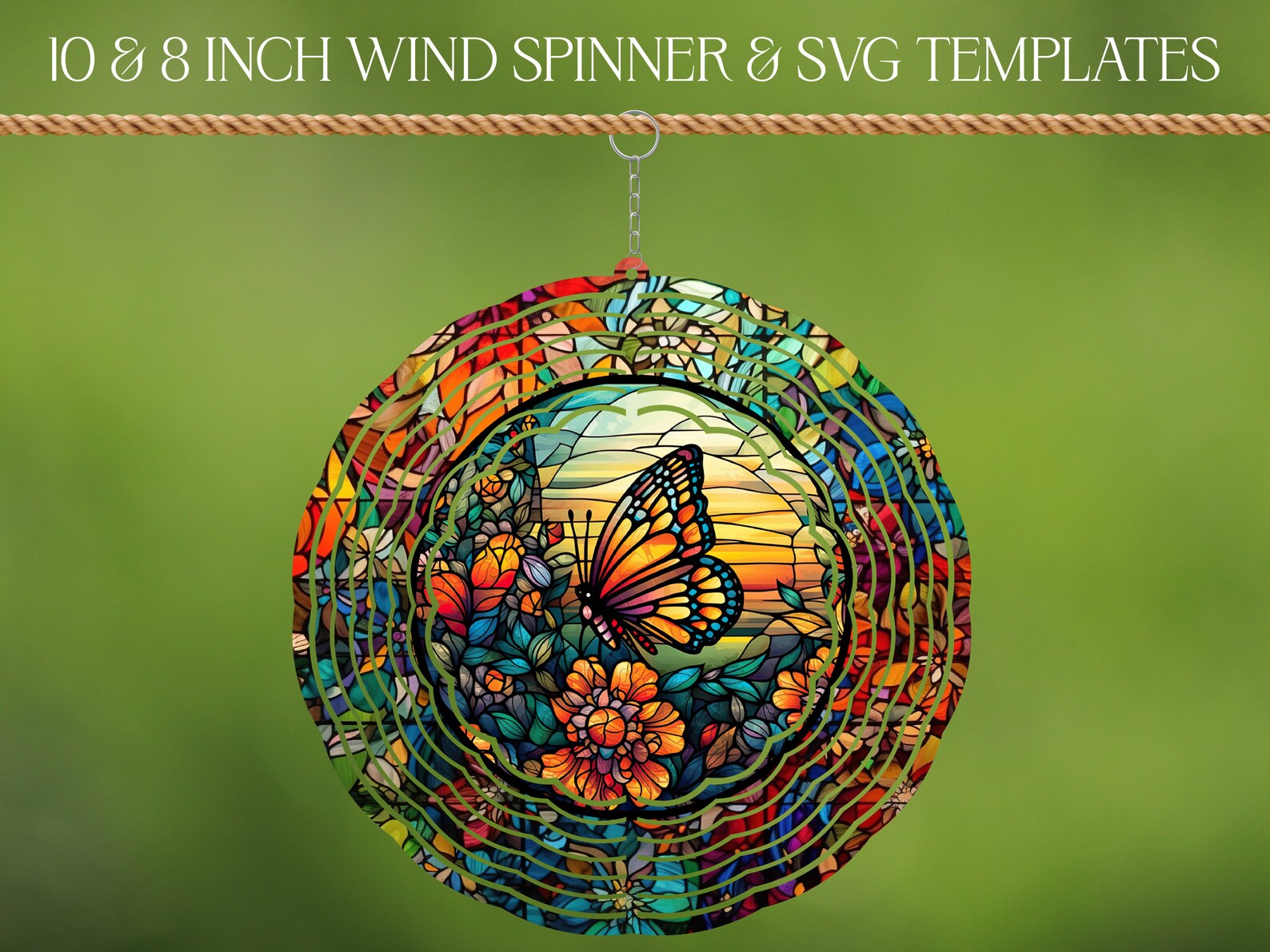 Butterfly Wind Spinner Stained Glass Sublimation Design Template, Wind ...
