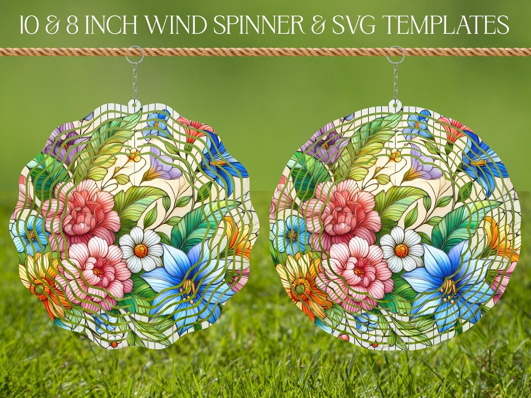 3D Flowers Wind Spinner Stained Glass Sublimation Design Template ...