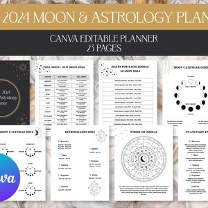 Editable Moon Astrology Planner in Canva Template Pack 2023 - Etsy