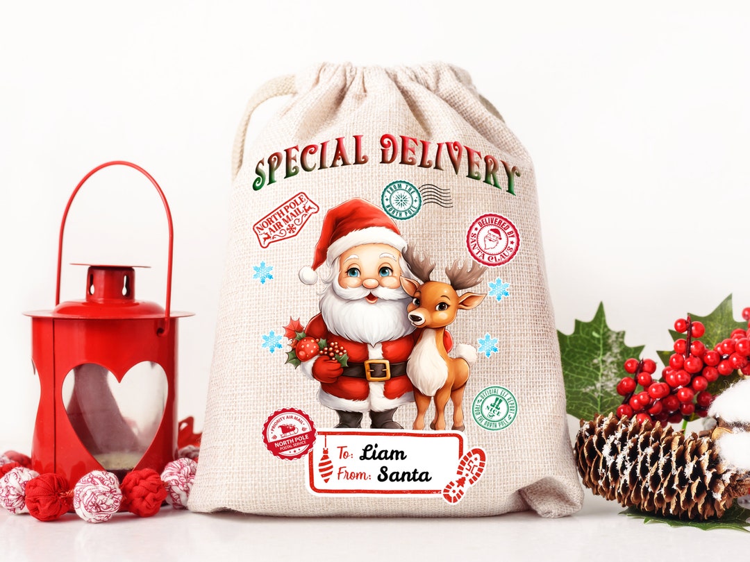 Santa Sack Sublimation Design PNG, Christmas Gift Bag PNG File ...