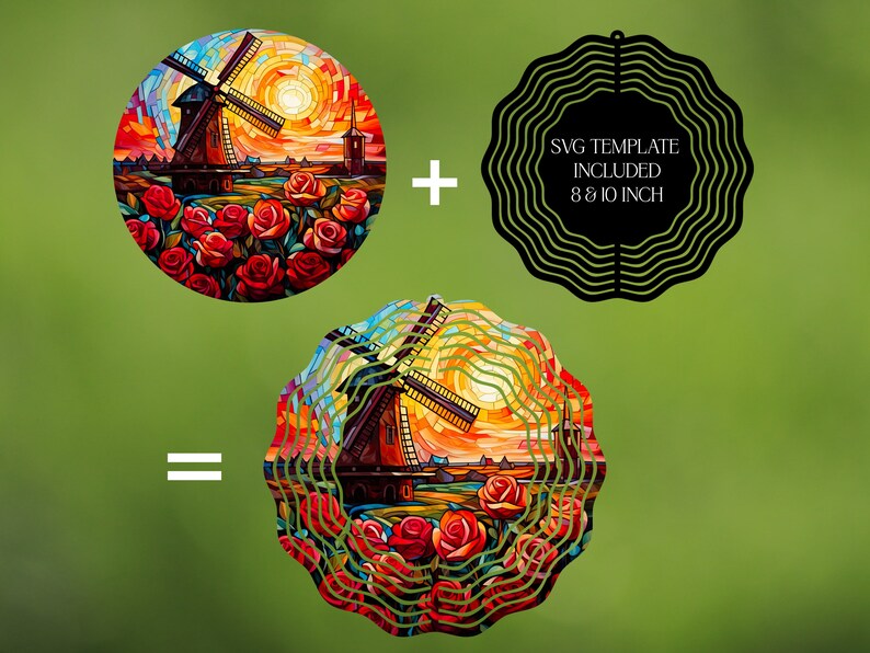 Windmill Wind Spinner Stained Glass Sublimation Design Template, Wind ...
