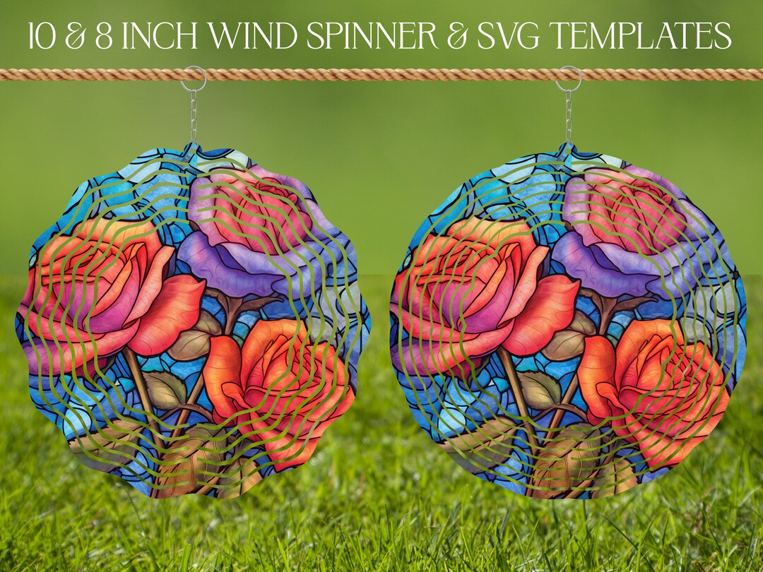 Roses Wind Spinner Stained Glass Sublimation Design Template, Wind ...