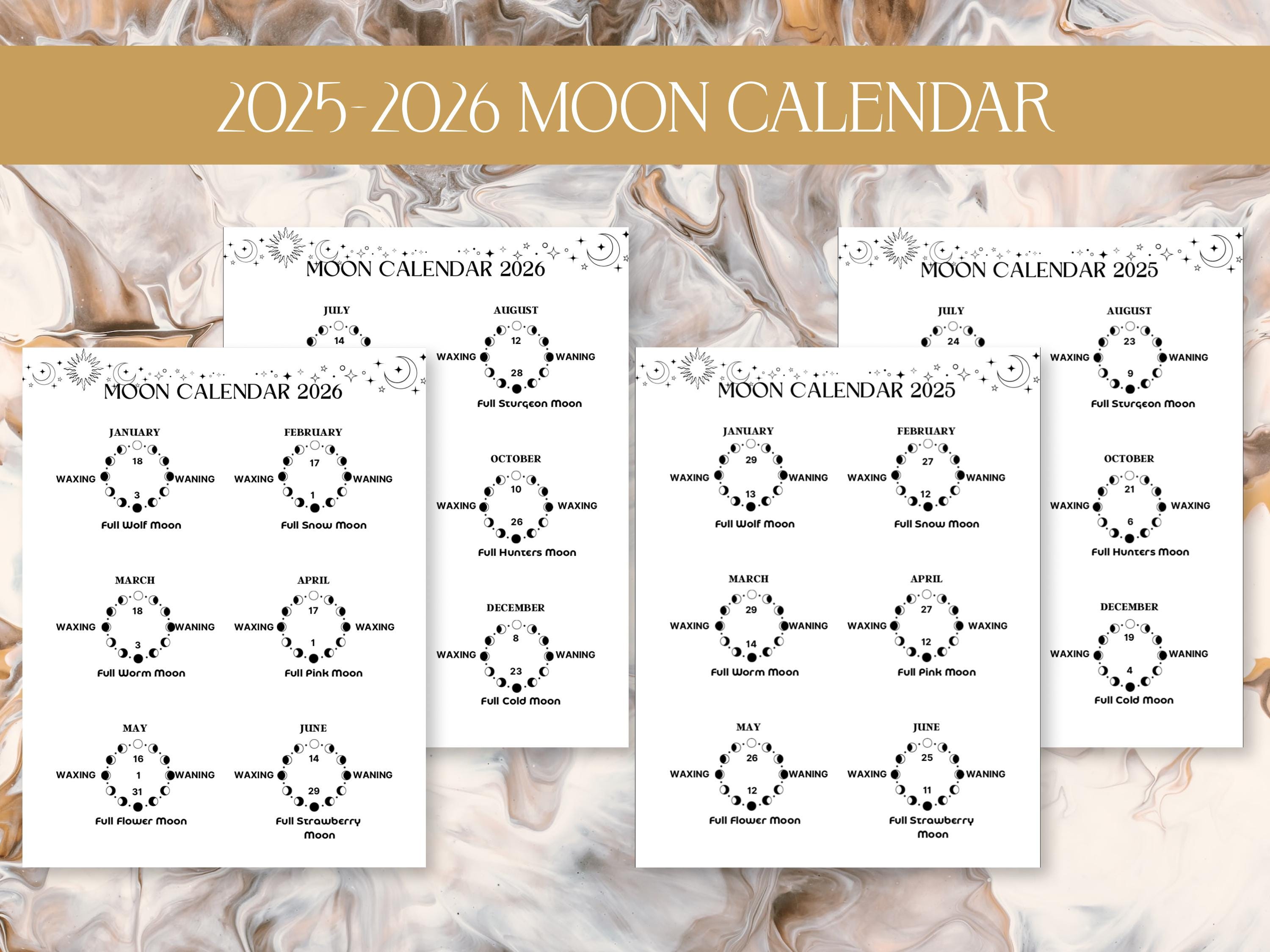 Editable Moon Astrology Planner in Canva, Template Pack, 2025 2026 Moon ...