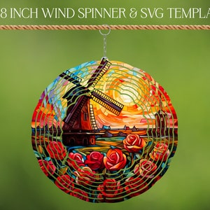 Windmill Wind Spinner Stained Glass Sublimation Design Template, Wind ...