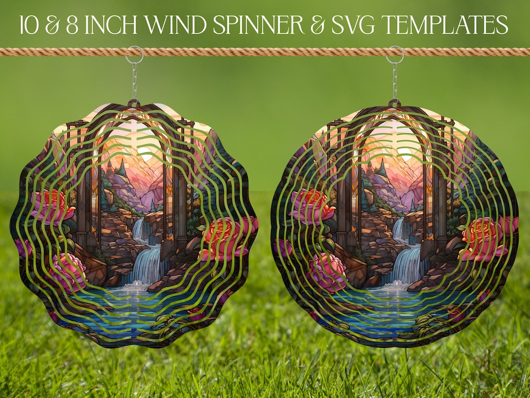 Waterfall Wind Spinner Stained Glass PNG Sublimation Design Template ...