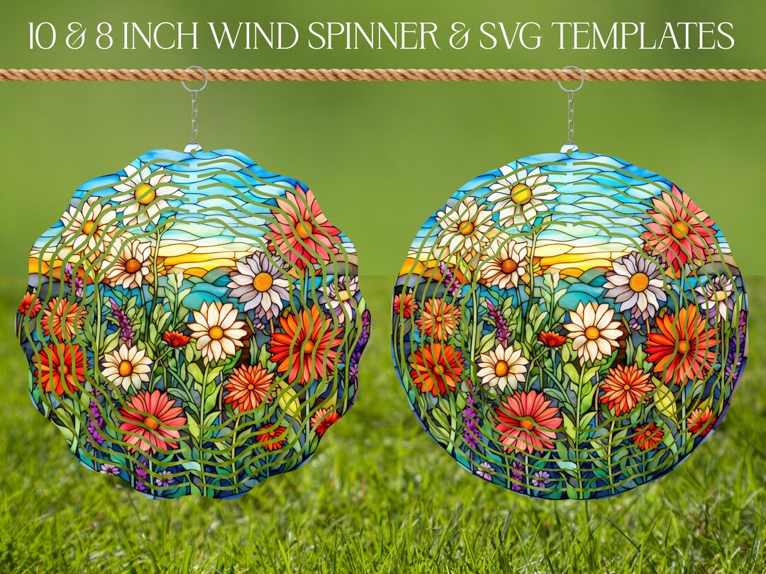 Wildflowers Field Wind Spinner Stained Glass Sublimation Design ...
