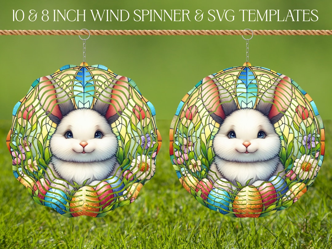 Easter Bunny Wind Spinner Stained Glass Sublimation Design Template ...