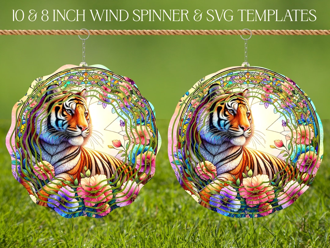 Tiger Wind Spinner Stained Glass Sublimation Design Template, Wind ...