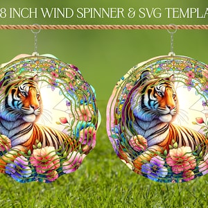 Tiger Wind Spinner Stained Glass Sublimation Design Template, Wind ...