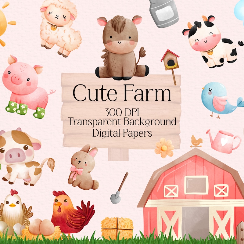 Farm Animal Clipart - Etsy