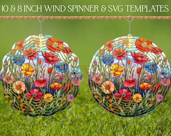 Wildflowers Field Wind Spinner Stained Glass Sublimation Design ...