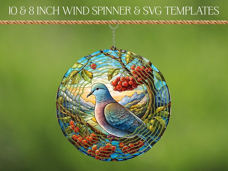 Dove Wind Spinner Stained Glass Sublimation Design Template, Spinner ...
