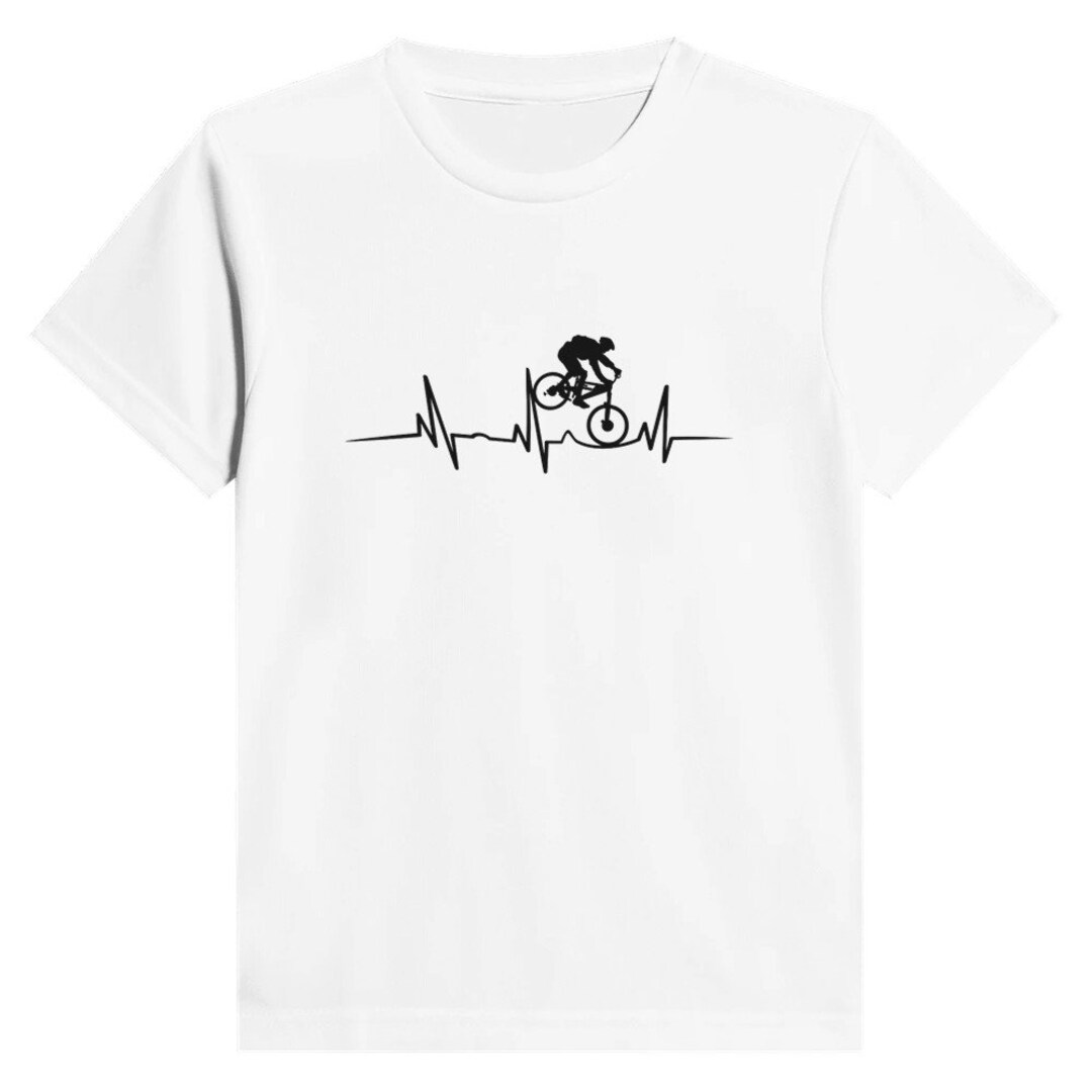 Mountain Bike Heartbeat EKG Line Performance Kids' Round Neck T-shirt ...